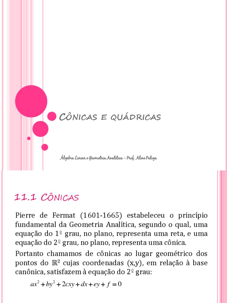Cônicas e Quádricas PDF | PDF | Elipse | Geometria Analítica