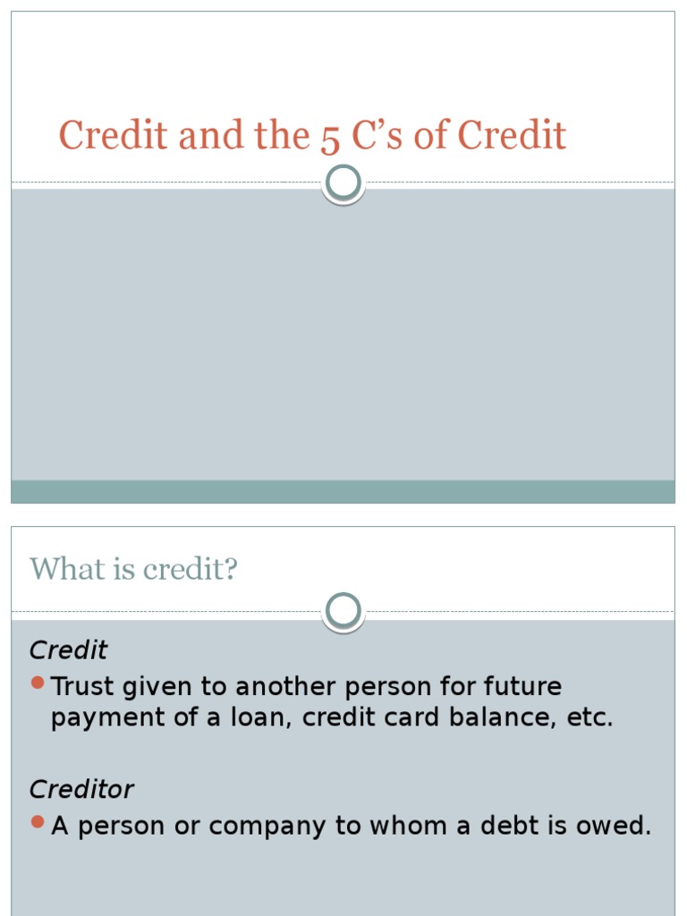 Credit and The 5 C's of Credit | PDF