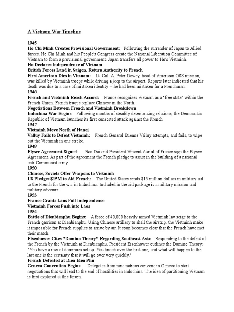 A Vietnam War Timeline | Download Free PDF | Vietnam War | South Vietnam