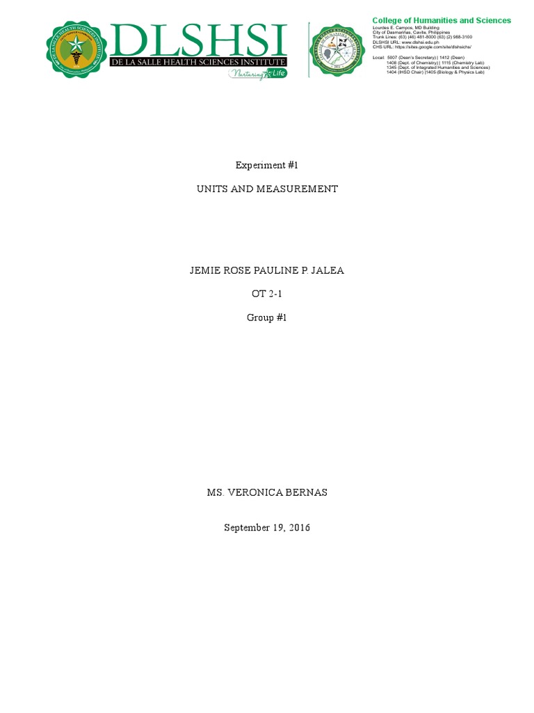 Exp 1 Physics | PDF | Measurement | Volume