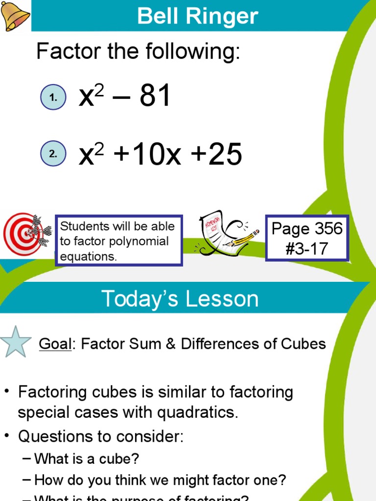 Factor Sum & Difference of Cubes | PDF