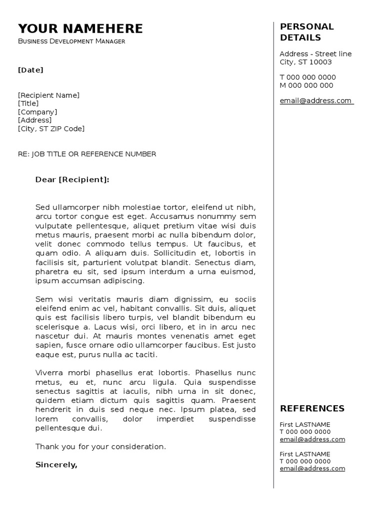 Resume Cover Letter Template | PDF