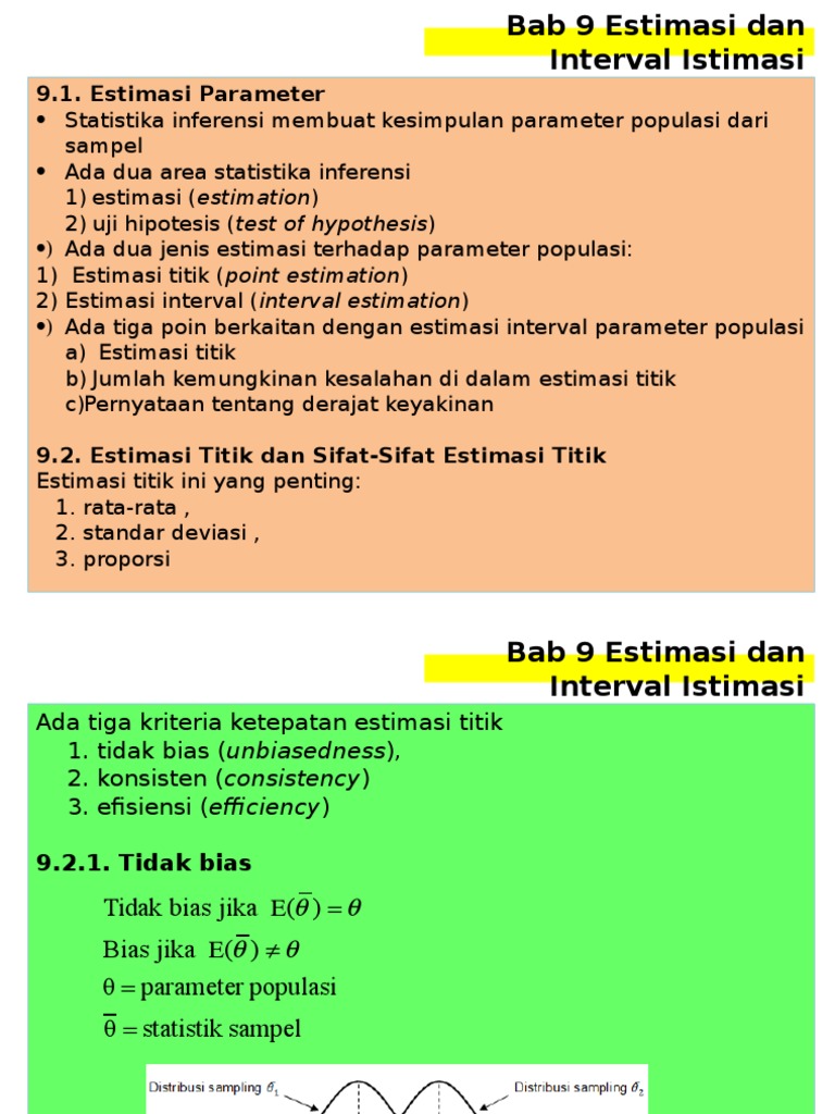 Bab 9 Estimasi Dan Interval Estimasi | PDF