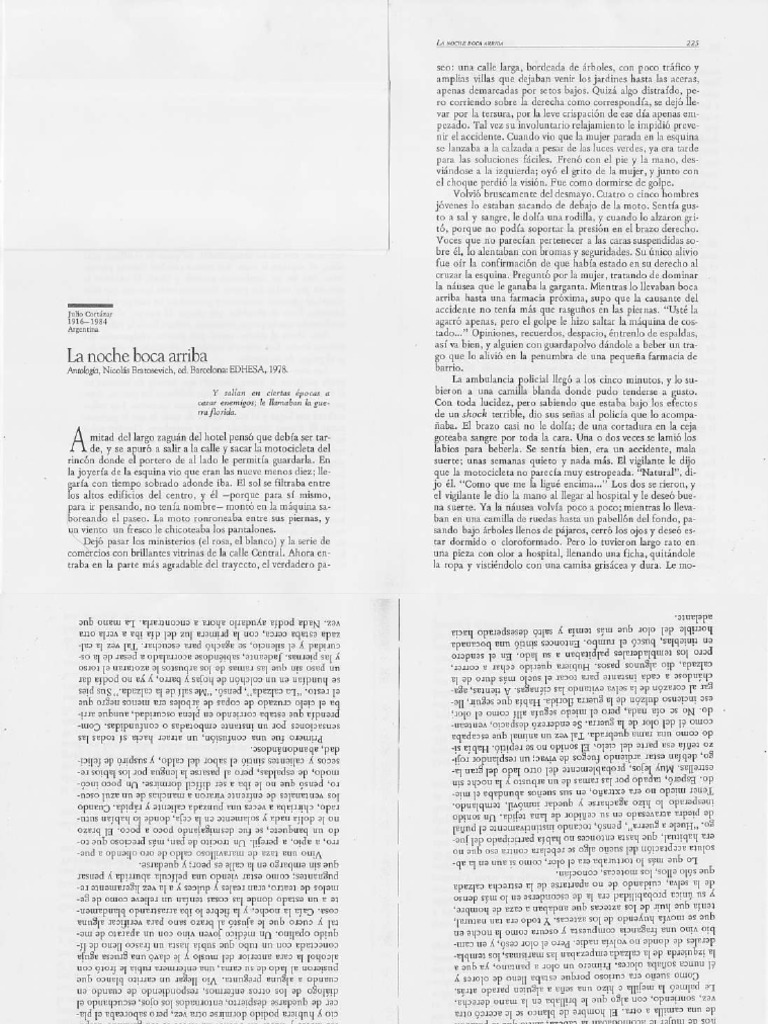Julio Cortázar - La Noche Boca Arriba | PDF