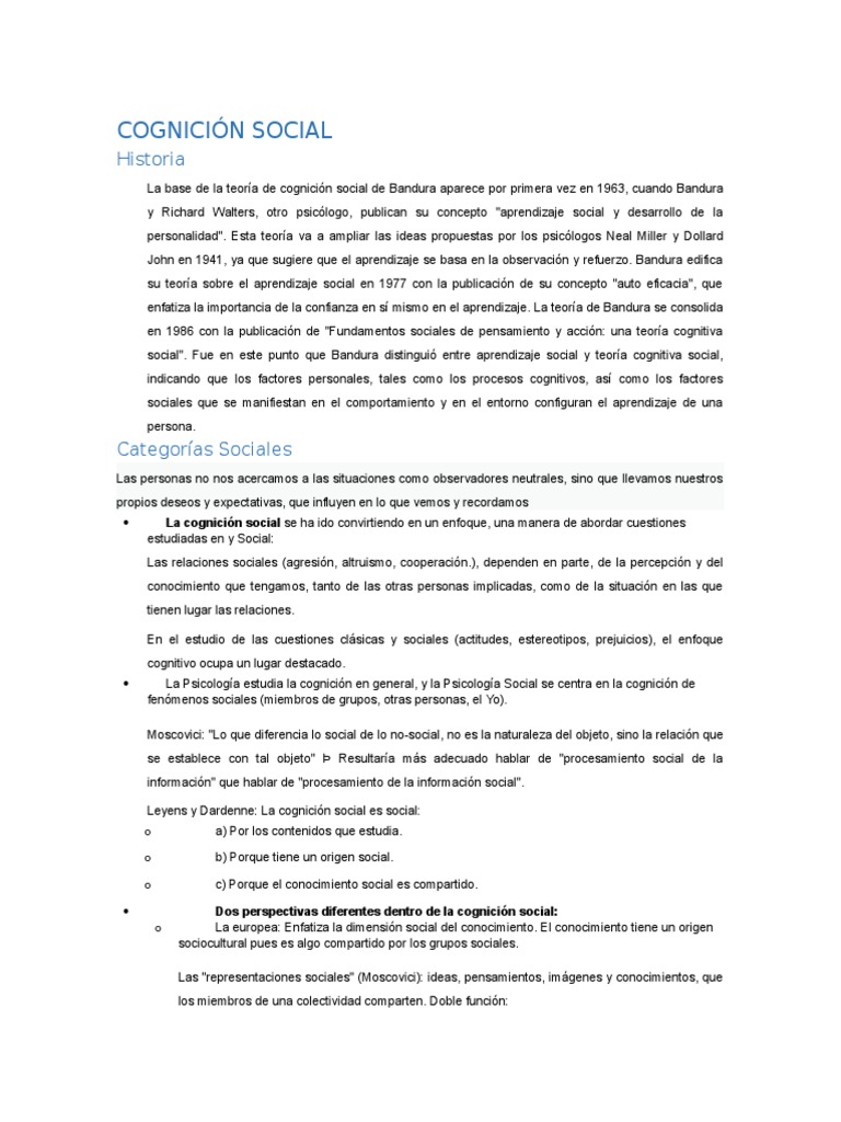 Cognicion Social | PDF | Memoria | Aprendizaje