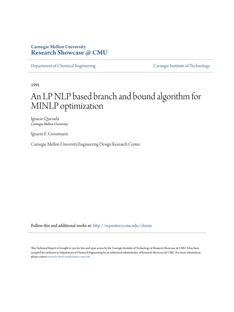 An Lp Nlp Based Branch And Bound Algorithm For Minlp Optimization Pdf Pdf Computers 9094