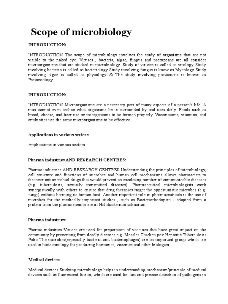 Scope of Microbiology | PDF