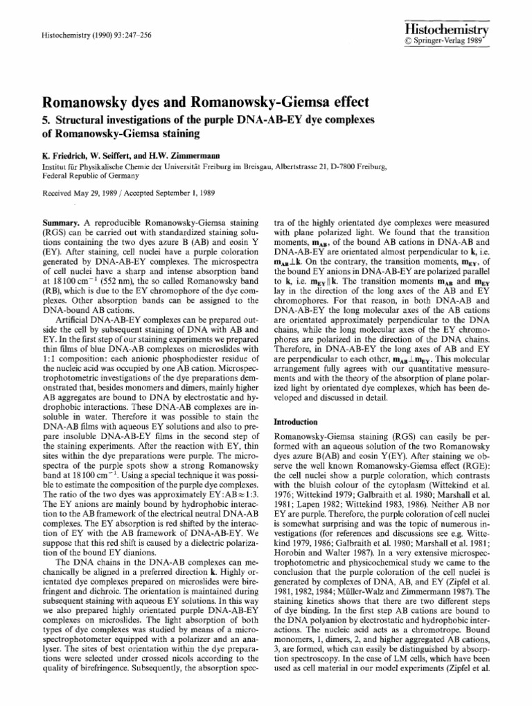 Romanowsky Dyes and Romanowsky-Giemsa Effect PDF | PDF | Absorption ...