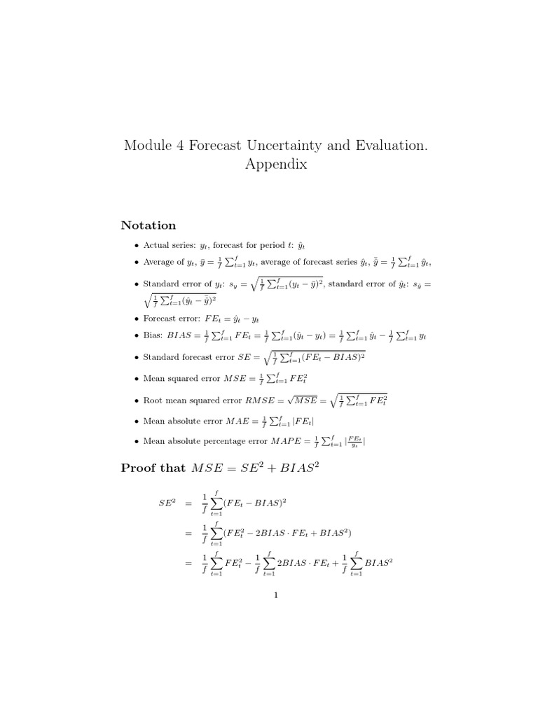 Module 4 Forecast Uncertainty and Evaluation. Appendix: Notation | PDF | Variance | Scientific ...