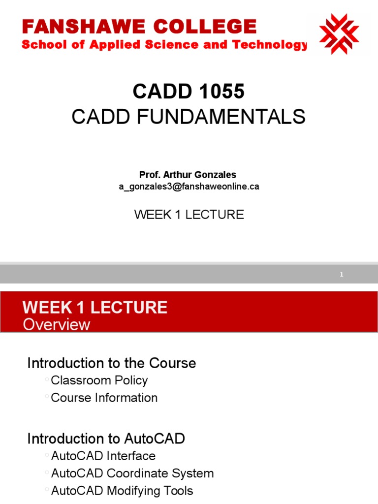 CADD-1055 AutoCAD Lecture 1 | PDF | Cartesian Coordinate System ...