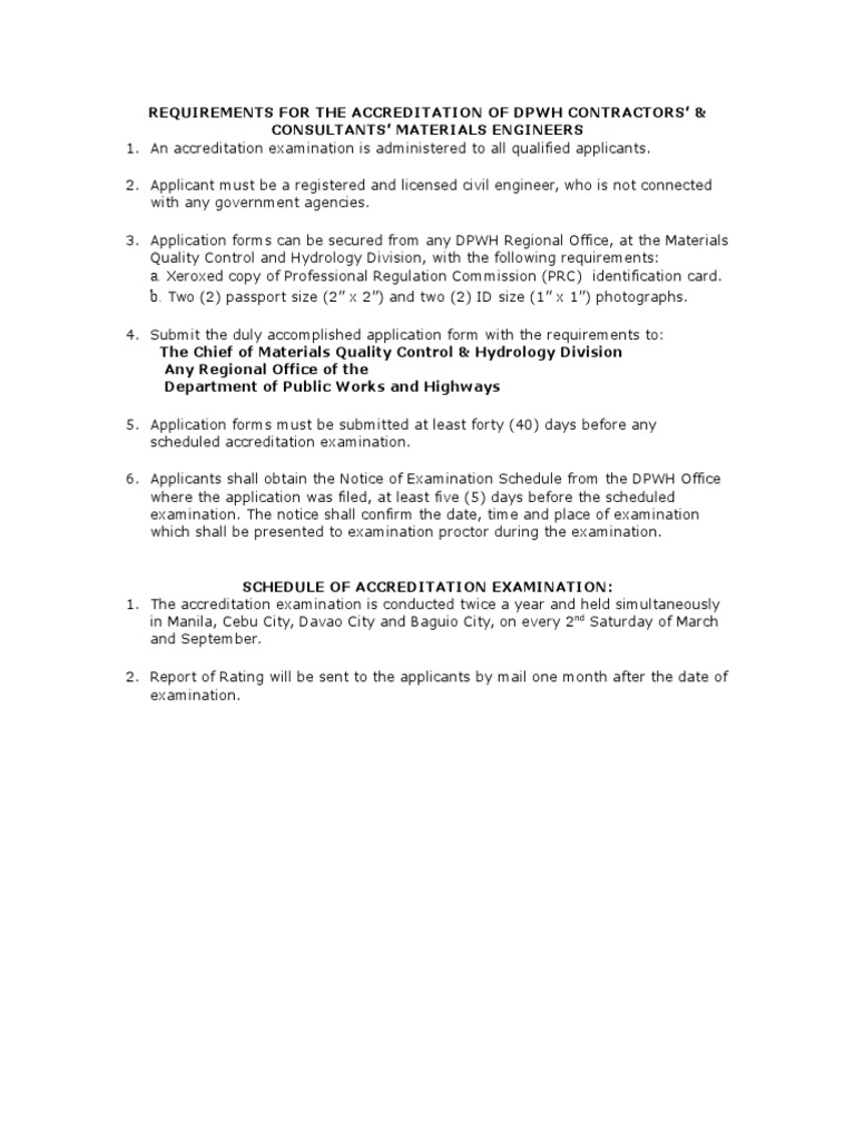 Requirements For The Accreditation of DPWH Contractors | PDF | Identity ...