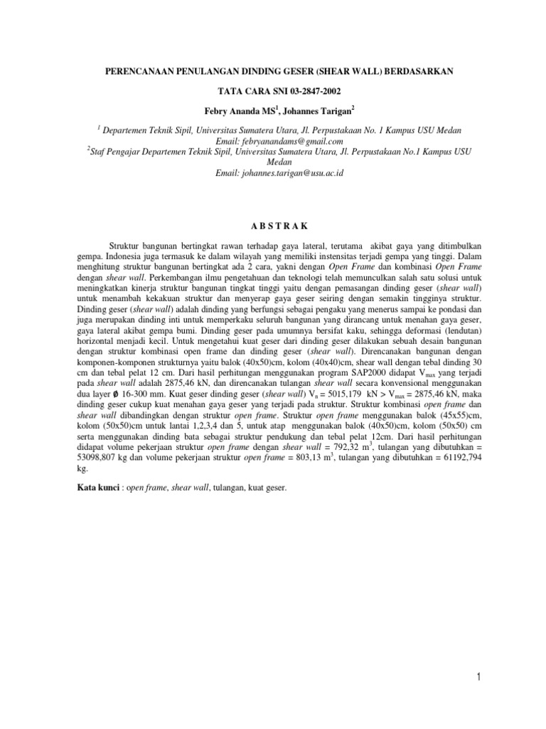 Analisa Perhitungan Shear Wall | PDF | Seni | Teknologi & Rekayasa