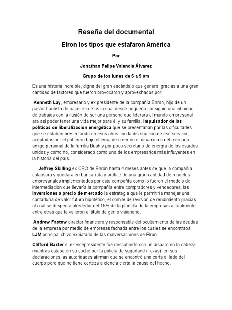 Elron: La Gran Estafa Empresarial | PDF | Enron | Business