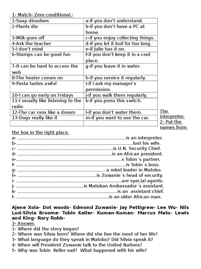 Zero Conditional + Activities | PDF