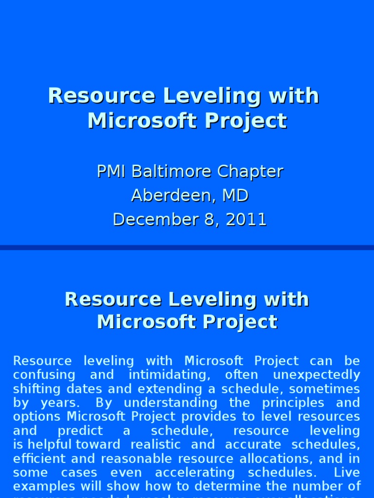 Resource Leveling in MS Project Guide | PDF | Scheduling (Production ...