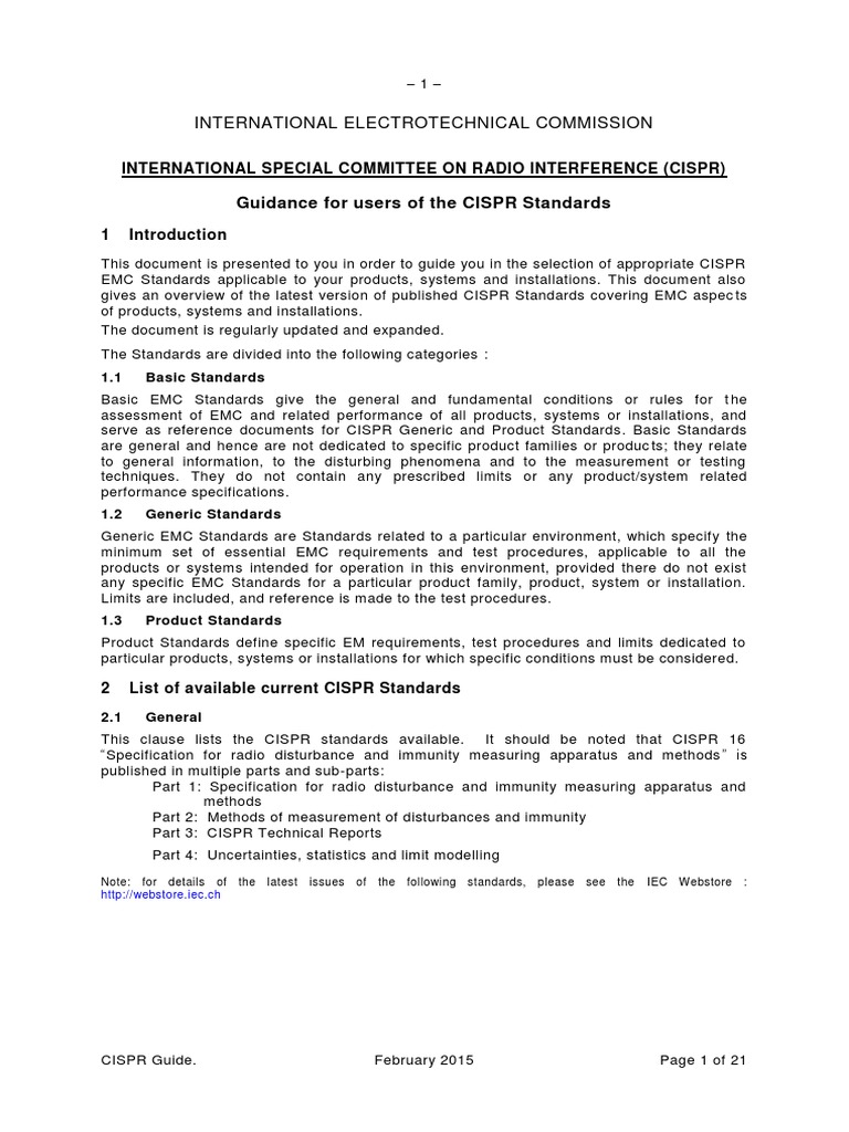 Cispr Guide 2015 | Electromagnetic Compatibility | Radio