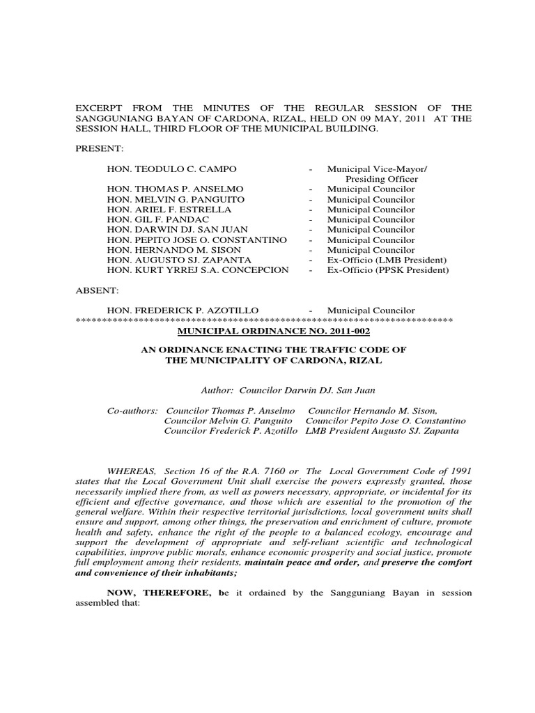 Sample Traffic Code PDF | PDF | Traffic | Driver's License