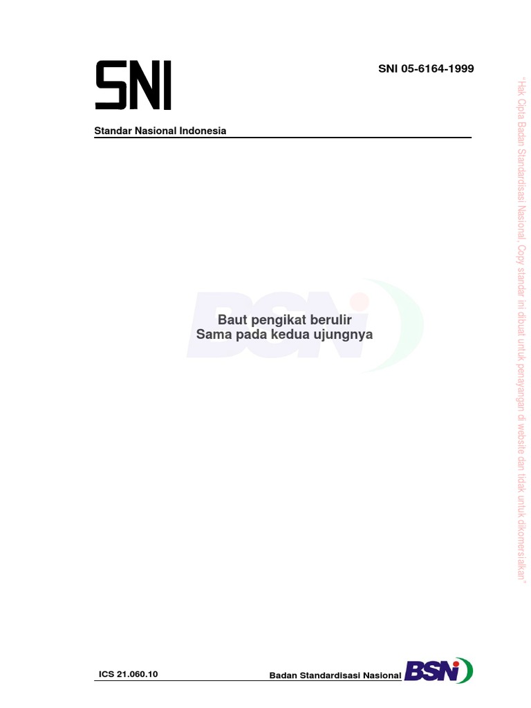 Baut - SNI 05-6164-1999 | PDF