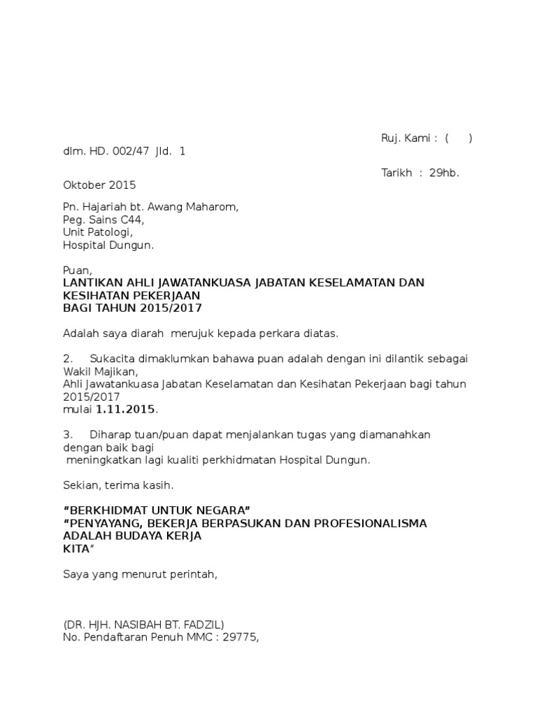 Surat Lantikan Ahli JKKP | PDF