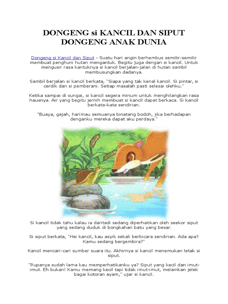 Dongeng Si Kancil Dan Siput Dongeng Anak Dunia Pdf