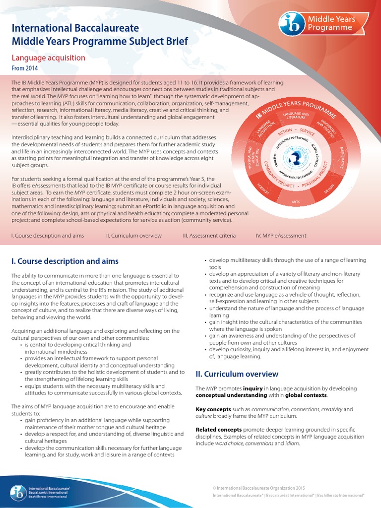myp-brief language-acquisition 2015 | Educational Assessment | Epistemology