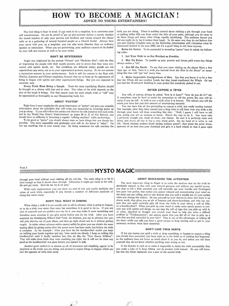 Mysto Magic - Instructions PDF | PDF
