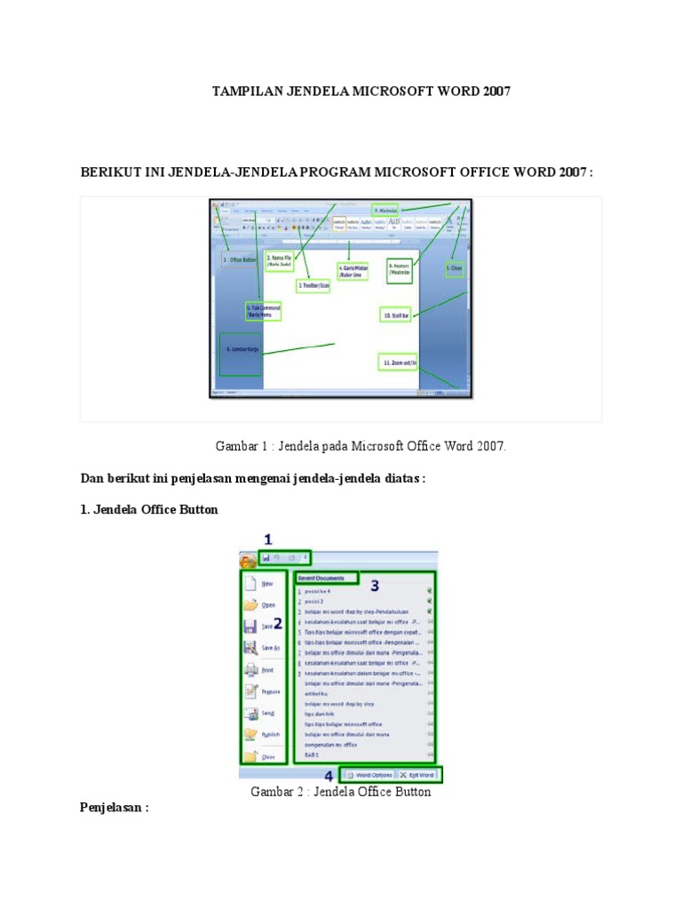 Tampilan Jendela Microsoft Word 2007 | PDF | Karier & Perkembangan