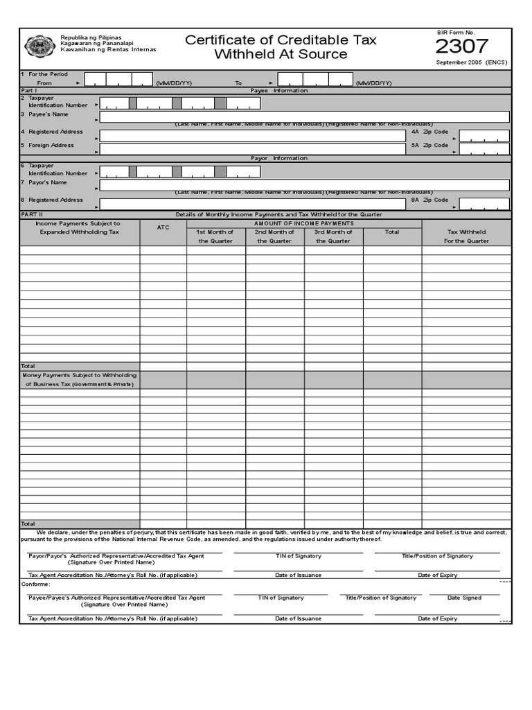 Understanding BIR Form 2307 Guidelines | PDF | Withholding Tax | Gross ...