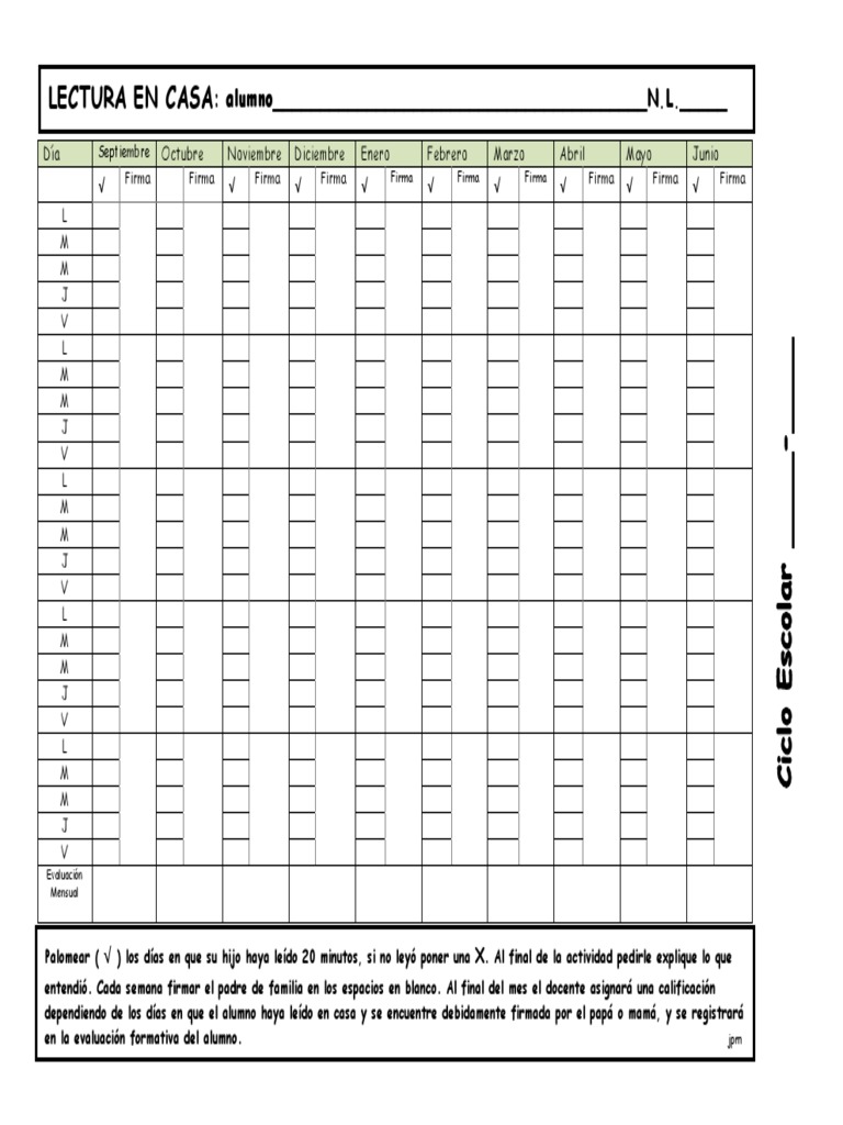 05 Formato Registro Lectura en Casa Sin Ciclo Escolar PDF | PDF