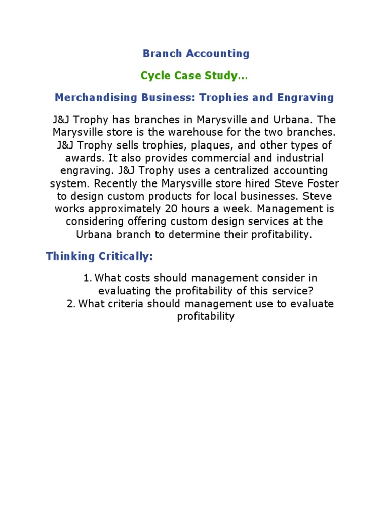 Branch Accounting: Cycle Case Study | PDF