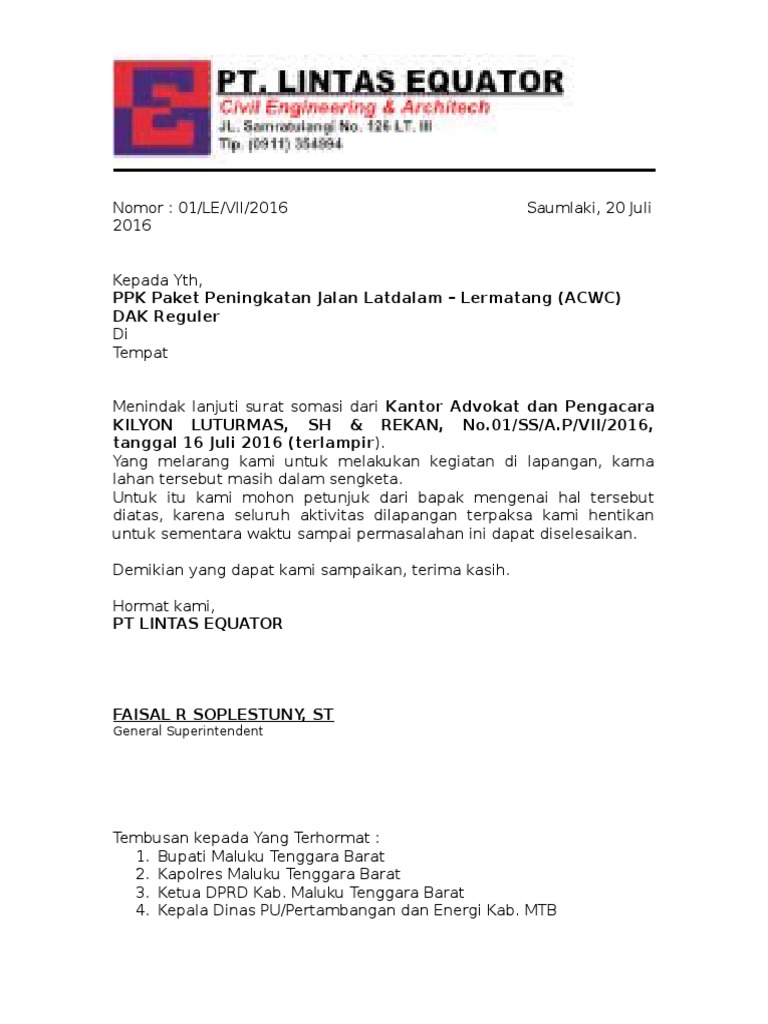 Surat Ke PPK Latdlm | PDF