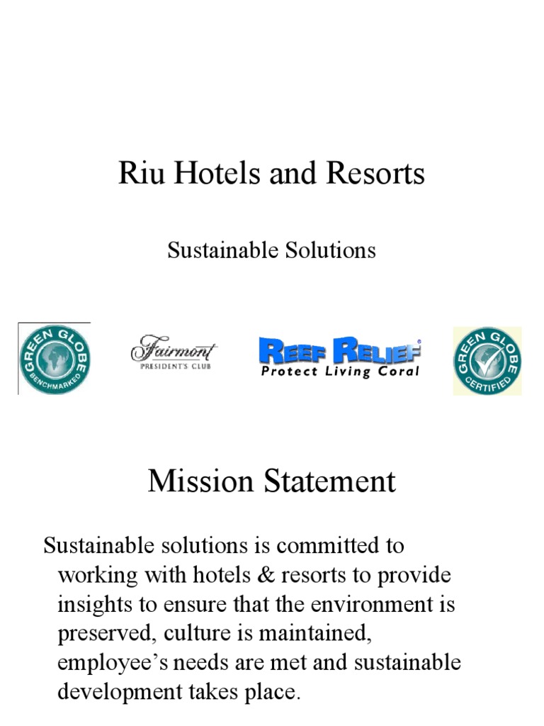 Riu Hotels and Resorts: Sustainable Solutions | PDF | Sustainability ...