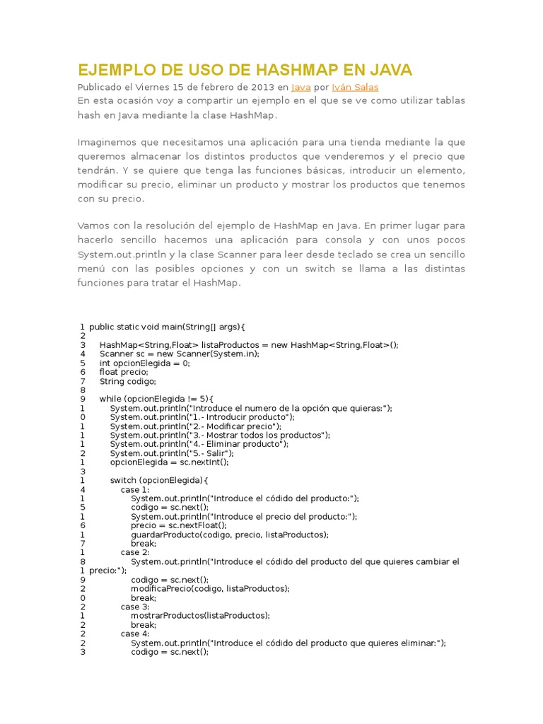 Ejemplo de HashMap en Java | PDF | Java (lenguaje de programación ...