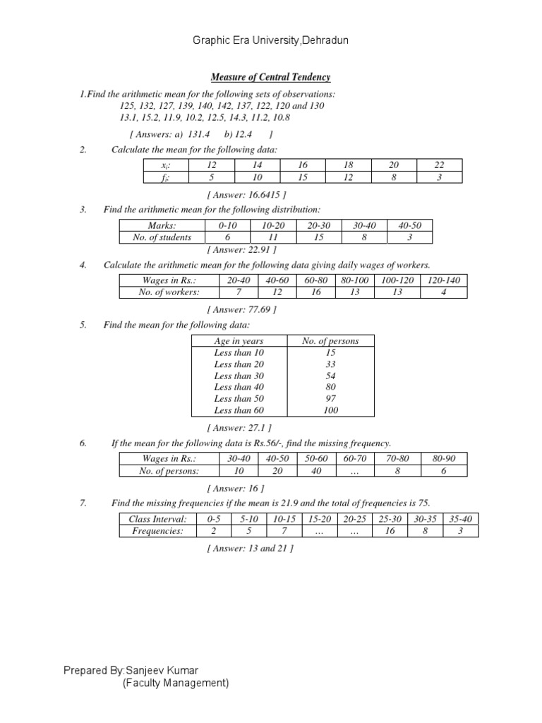 Calculating Measures of Central Tendency: Mean, Median and Mode for ...