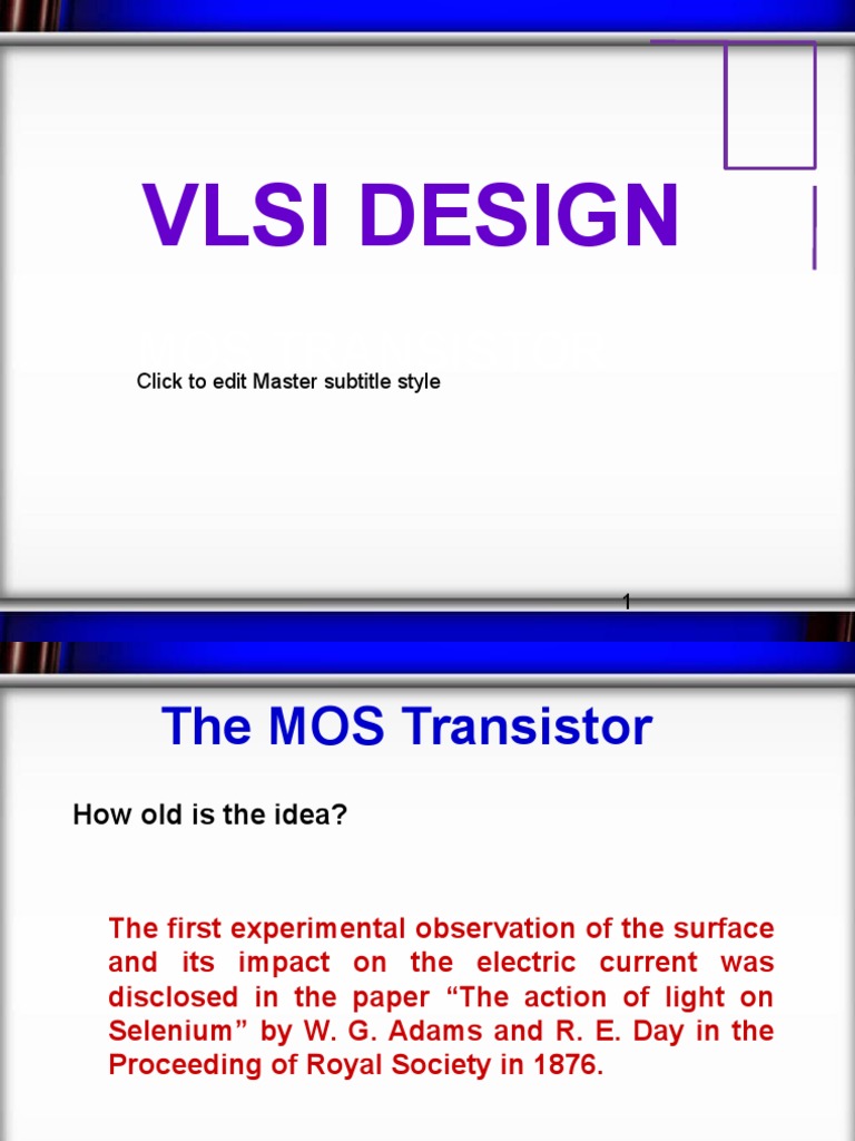 MOS Transistor and VLSI Design Overview | PDF
