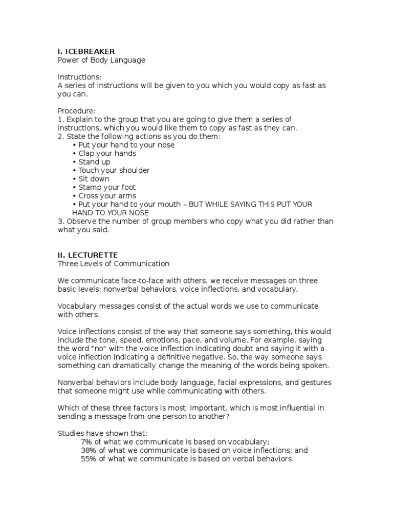 Charades & 3 Levels of Communication | Download Free PDF | Body ...