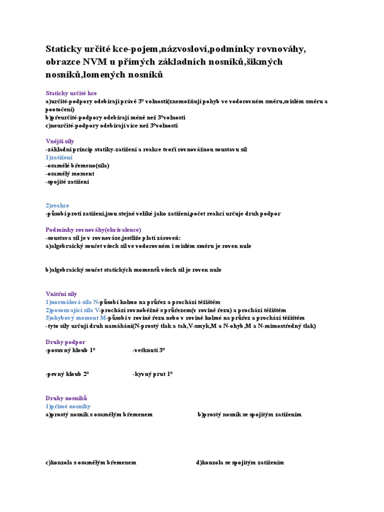 Staticky Určité Kontrukce | PDF