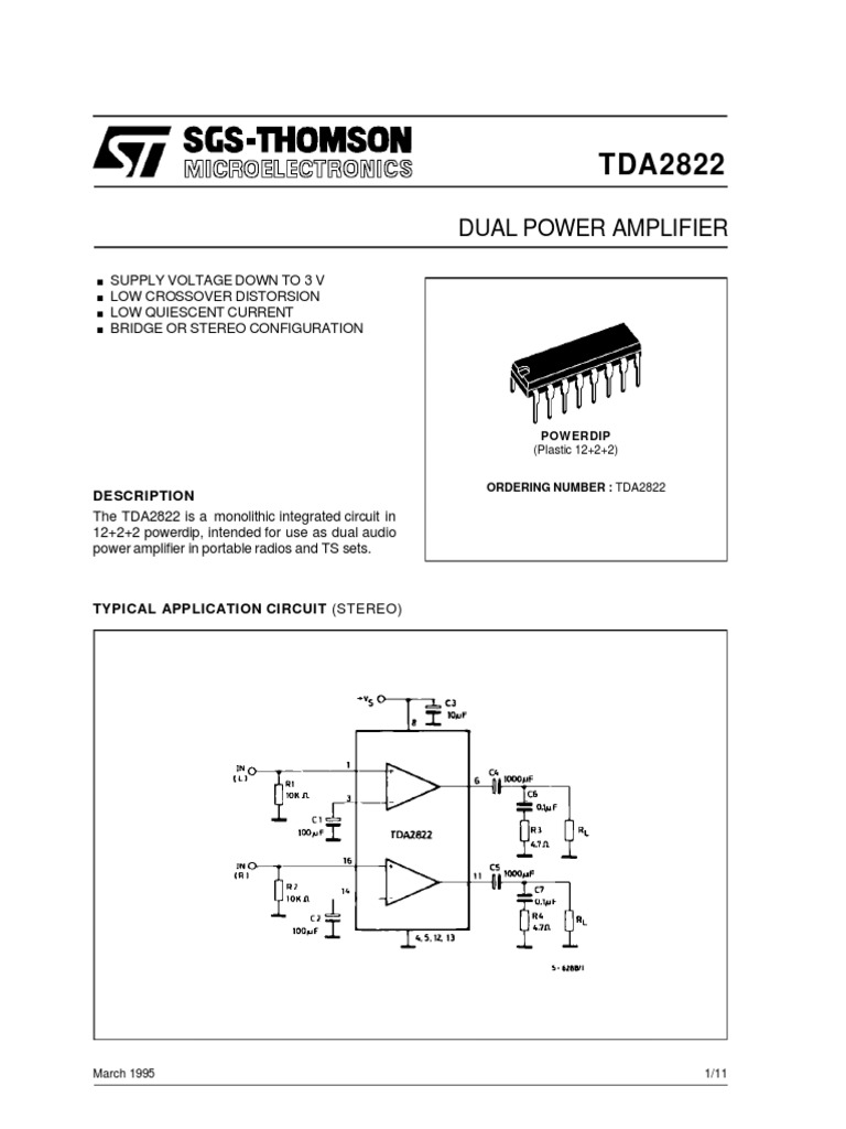 Tda 2822 | Printed Circuit Board | Amplifier