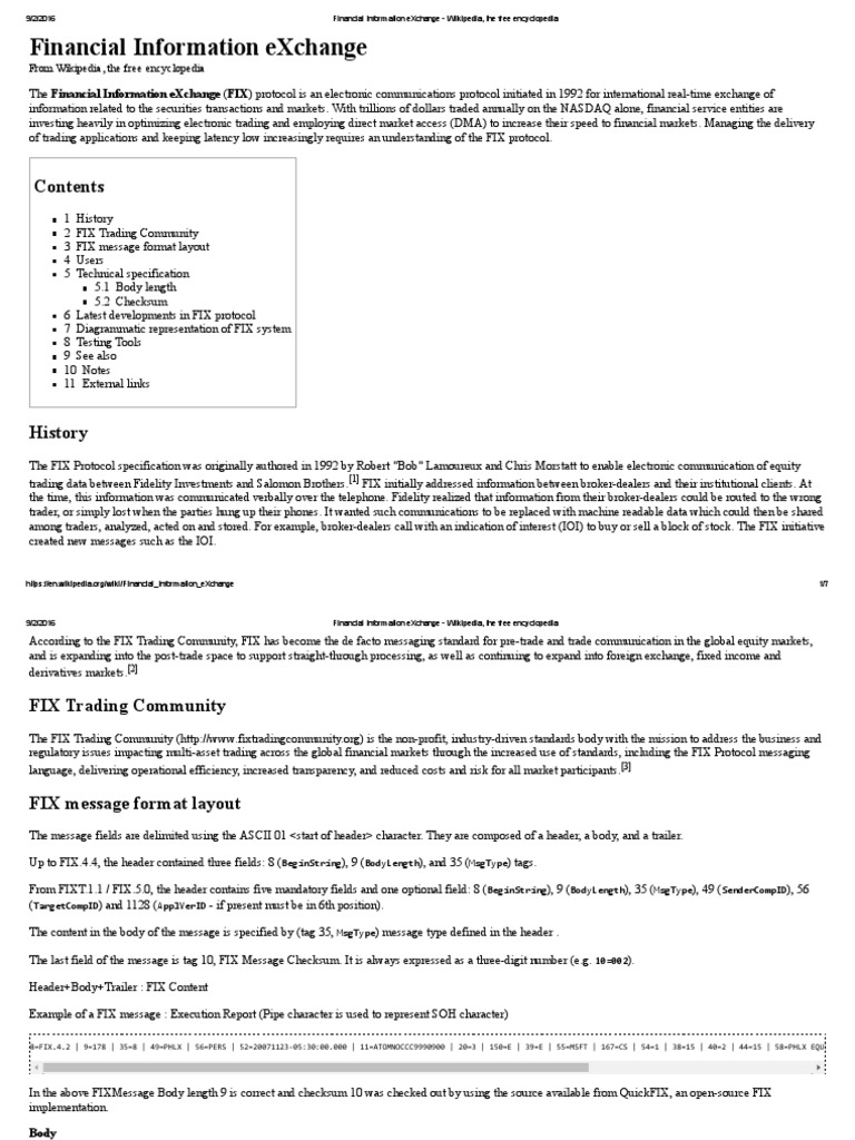 Financial Information EXchange - Wikipedia, The Free Encyclopedia | PDF ...