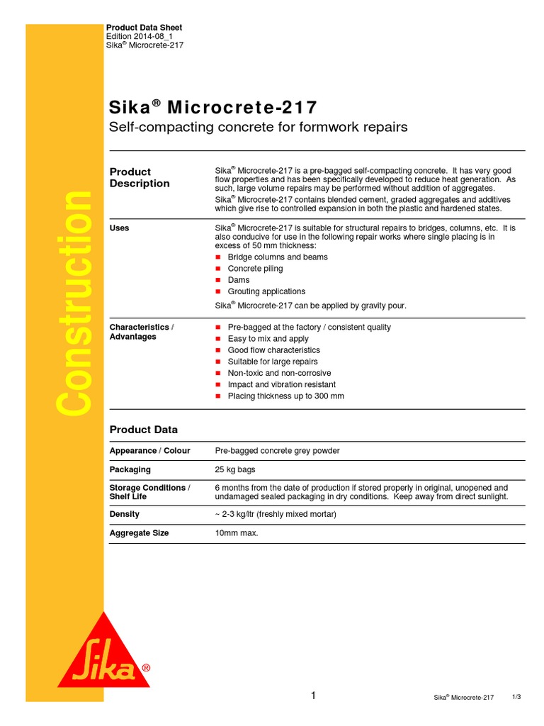 Sika Microcrete-217 | PDF | Manmade Materials | Concrete
