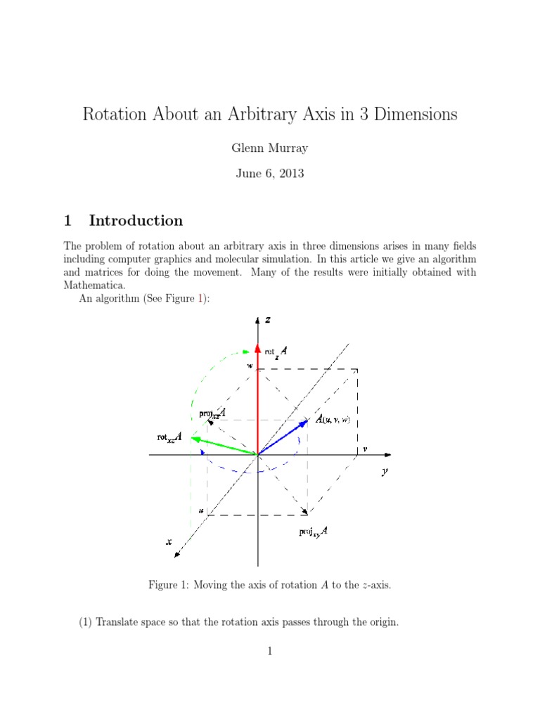 Arbitrary Axis Rotation Pdf Cartesian Coordinate System Geometric