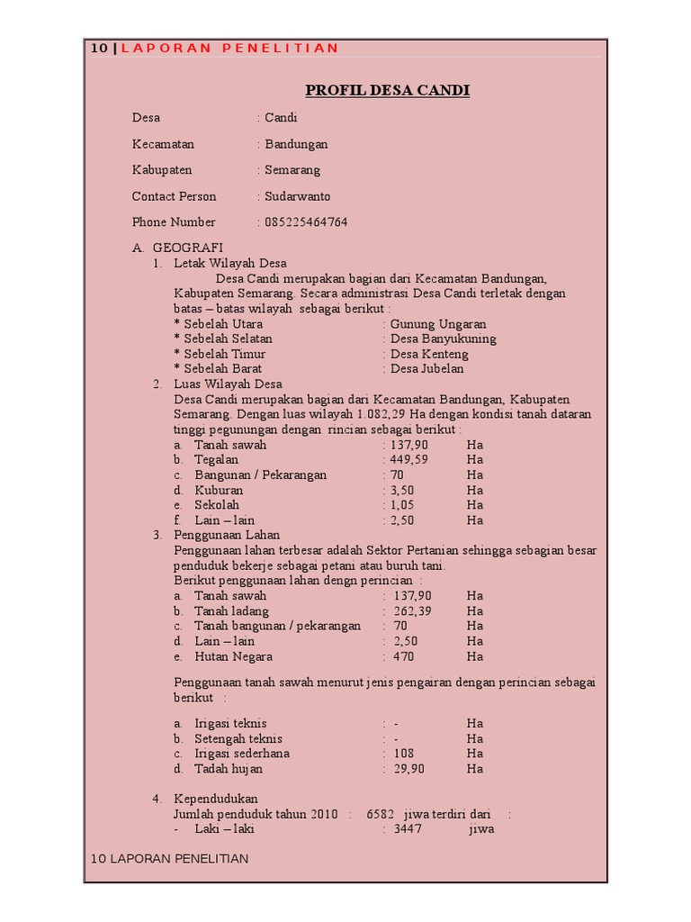 Monografi Desa Candi | PDF