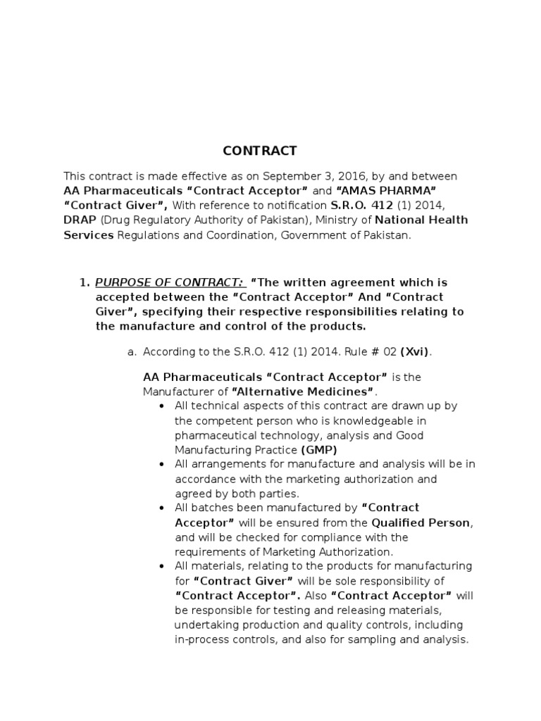 Contract Aa Pharmaceuticals | PDF