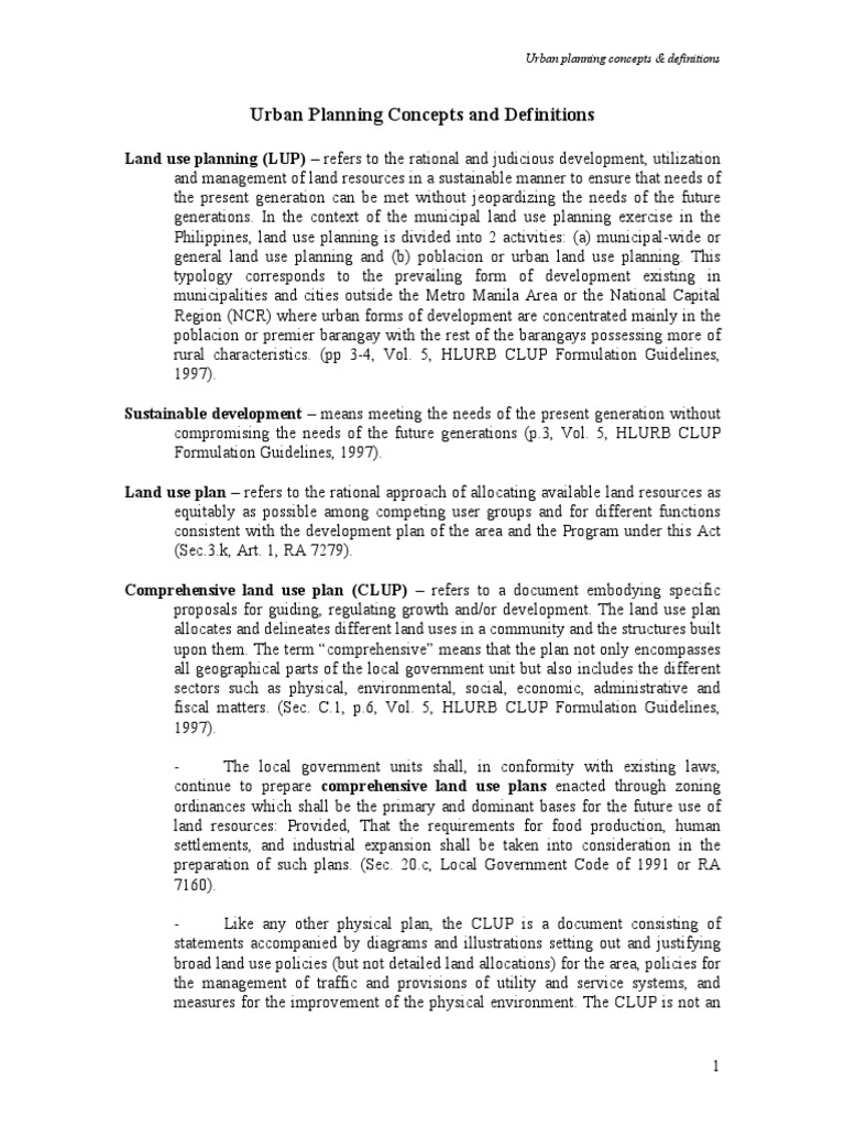 Basic Terms And Definitions In Urban Planning Pdf