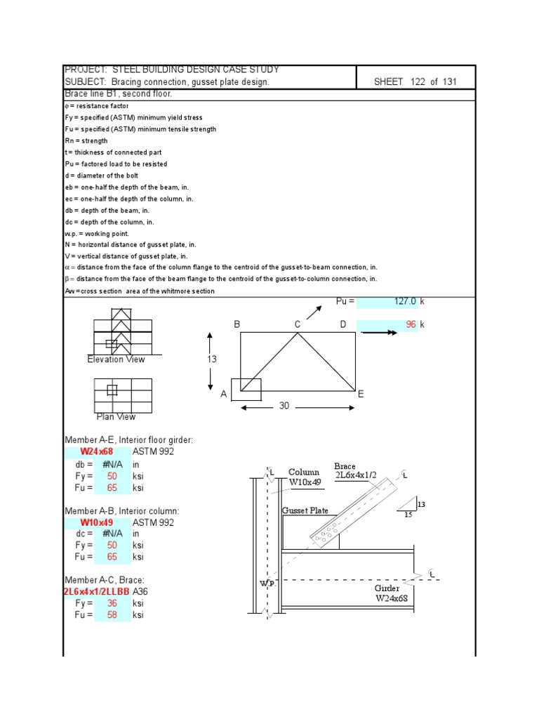 Column W10x49 2L6x4x1/2 Brace