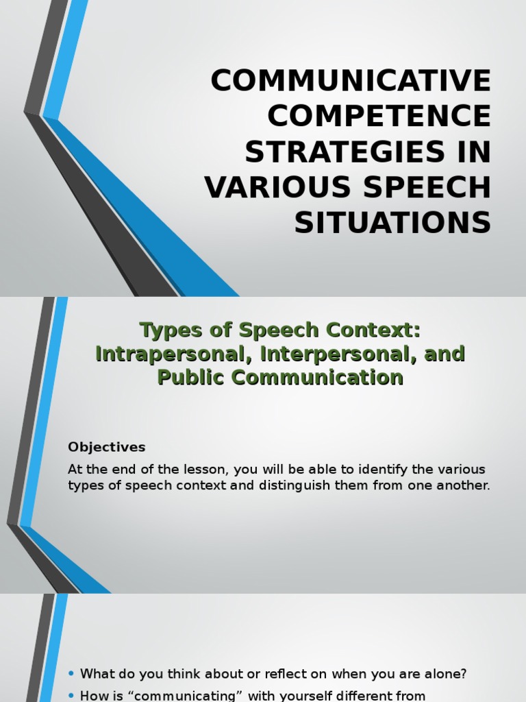 Communicative Competence Strategies in Various Speech Situations ...