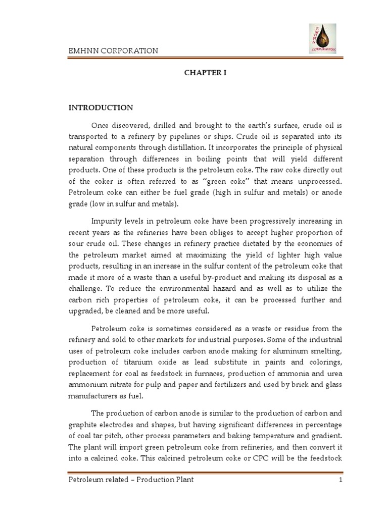 Carbon Anode Production Plant PDF | PDF | Coke (Fuel) | Oil Refinery
