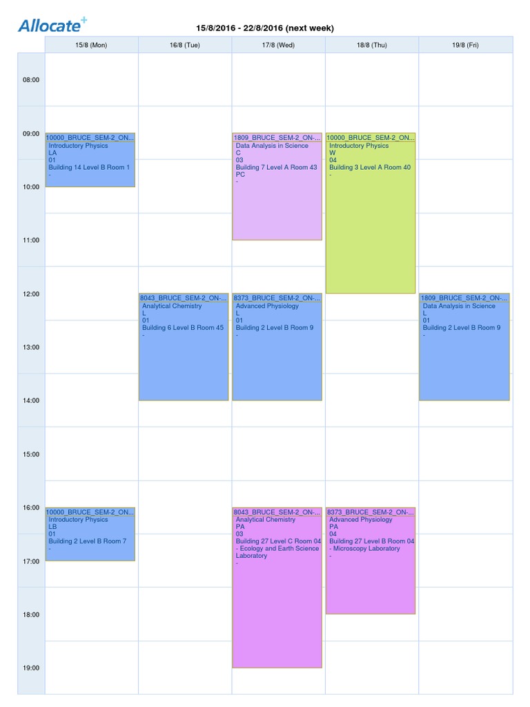 Timetable Uni | PDF