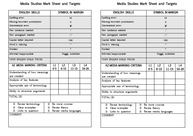 Media Studies Marking Criteria Guide | PDF