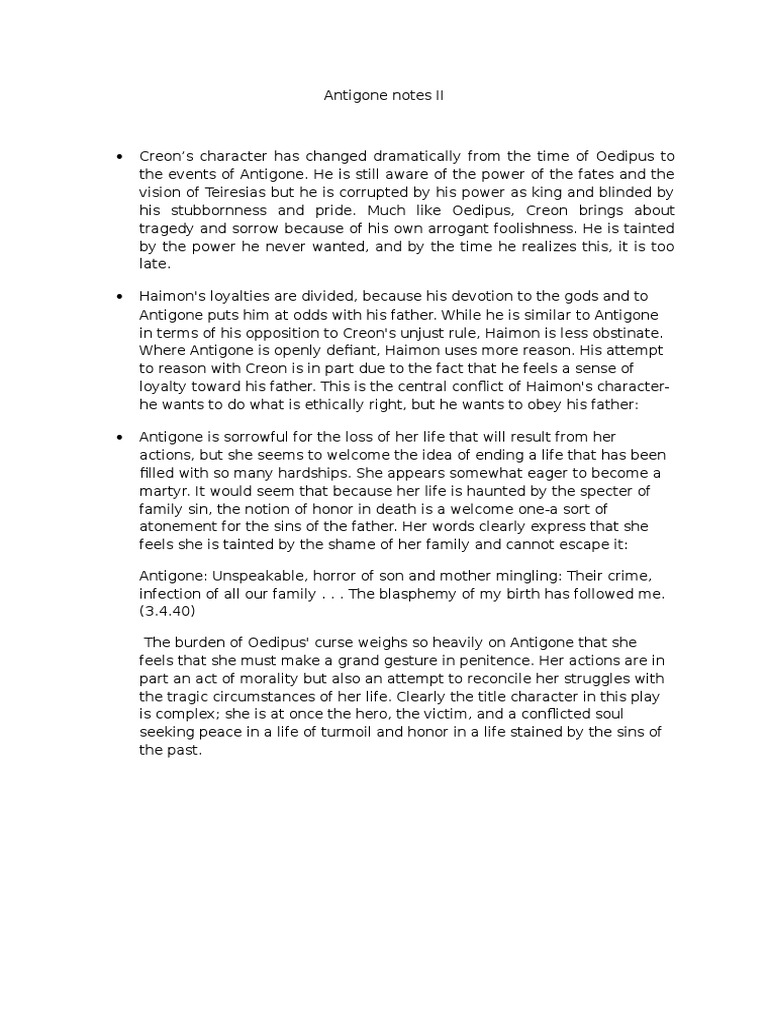Antigone Notes II | PDF | Oedipus | Sophocles